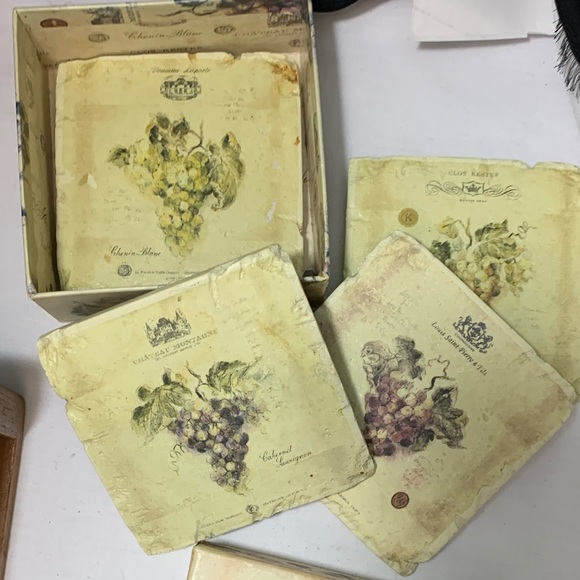 Chateau | Accents | Boxed Set Grape Vineyard Drinkstone Coasters | Poshmark